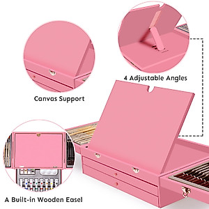 85 Piece Deluxe Wooden Art Supplies, Art Kit with Easel and Acrylic Pad, Art Set for Teens, Adults and Artist Beginners, Creative Gift Box with Wooden Case, Sketching Pencils, Artist brushes