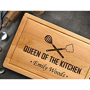 Mom Gifts for Mothers Day, Personalized Cutting Board for Kitchen, Queen of the Kitchen, Custom Women Gifts, Mother's Day Gift for Mama, Grandma, Sister, Wife, Custom Board for Birthday, Anniversary