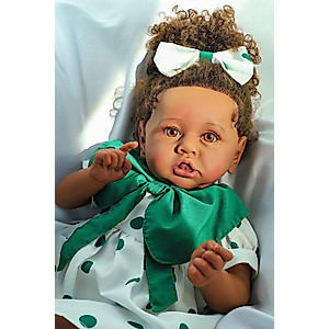 COSYOVE Reborn Baby Dolls Black Girl -Saskia, 23 Inches Realistic Baby Dolls with Lifelike African American Vinyl Body-Newborn Baby Doll Gift Set for Kids Age 3+