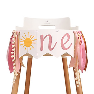 You Are My Sunshine High Chair Banner,Sun Themed First Birthday Party Decorations For Girl, Modern Sun One Garland For High Chair, Ribbon Tutu Skirt Baby Girl Shower Supplies