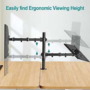 MOUNT PRO Laptop Desk Mount, Height Adjustable, Fits 13" to 32" Screens, with Clamp/Grommet Mounting Base, Holds Up to 17.6lbs