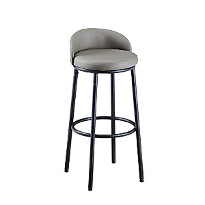 Tiokop Set of 2,Barstools with Back and Footrest,29.3 Inches Tall Seat, Dining Room,Bistro,Modern Armless Kitchen Island Stool,Breakfast Bar Chairs,Solid and Stable,Grey and Black