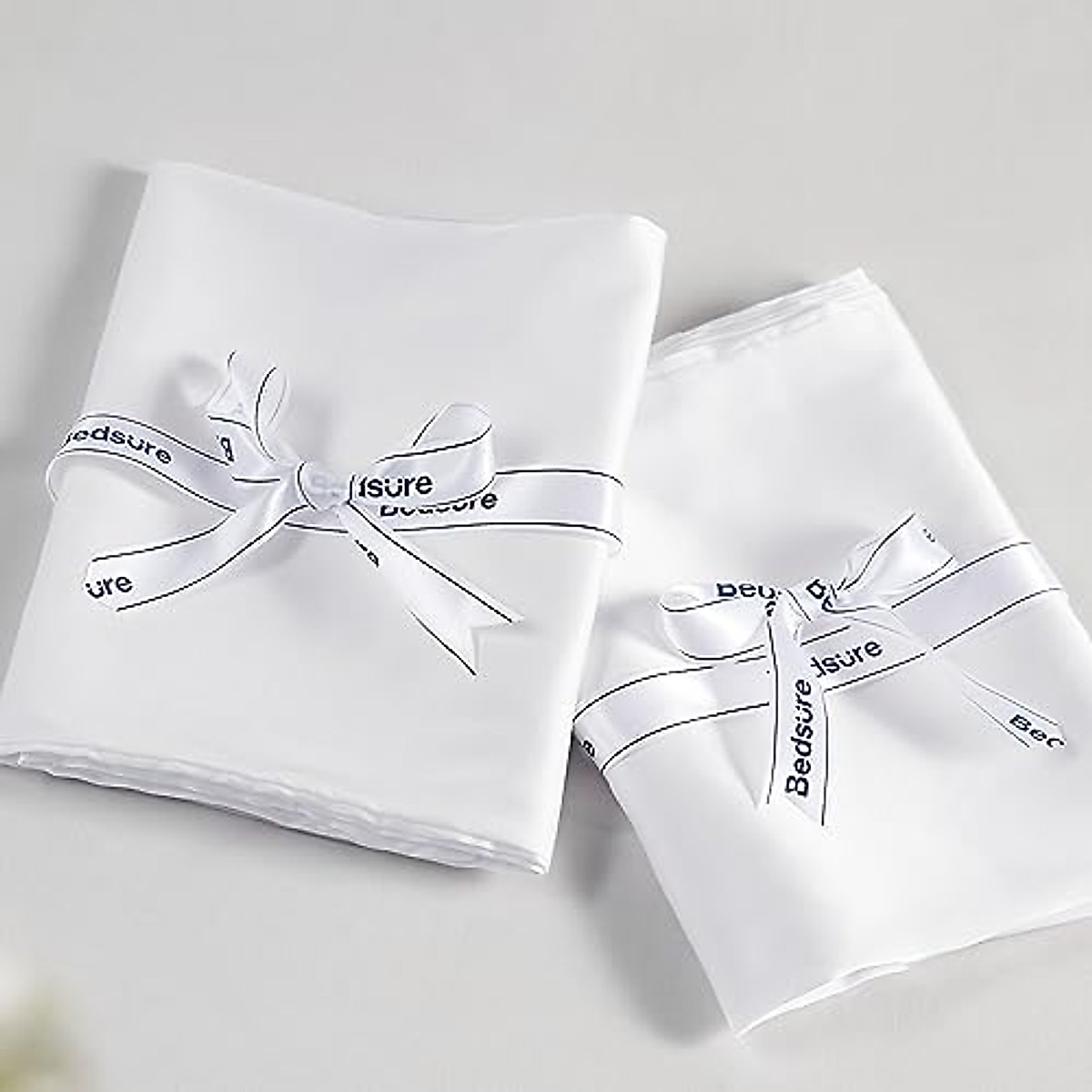 Bedsure Silky Satin Pillowcase, Similar to Silk Pillowcase for Hair and Skin，White Satin Pillow Cases 2 Pack,Pillow Case Cover with Hidden Zipper, Gifts for Women Men,20x30 Inches