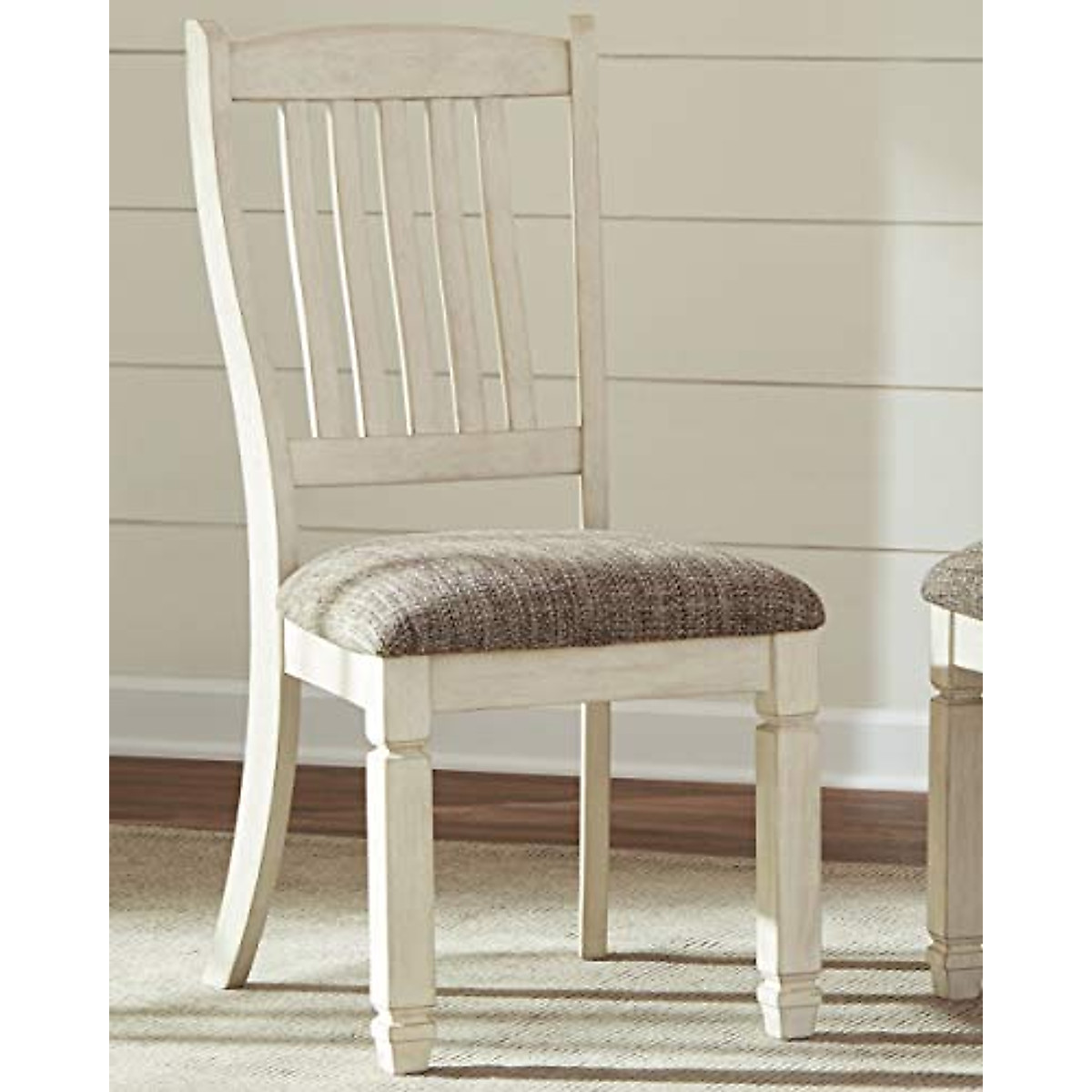Signature Design by Ashley Bolanburg Counter Height Dining Room Table, Two-Tone & Bolanburg Upholstered Dining Room Chair Set of 2, Antique White