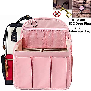 (New 3rd UPGRADE) Nylon Backpack Organizer Insert large, Backpack Organizer Insert , Women Backpack For Mummy Coach MCM LV JanSport Anello (Large, Pink) …
