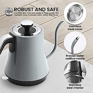 Gooseneck Electric Kettle, 1000W Fast Boiling Tea Kettle Electric with Auto Shut-Off, Boil-Dry Protection, Leak-Proof 304 Stainless Steel Electric Kettle Hot Water Kettle Electric for Pour-Over Coffee