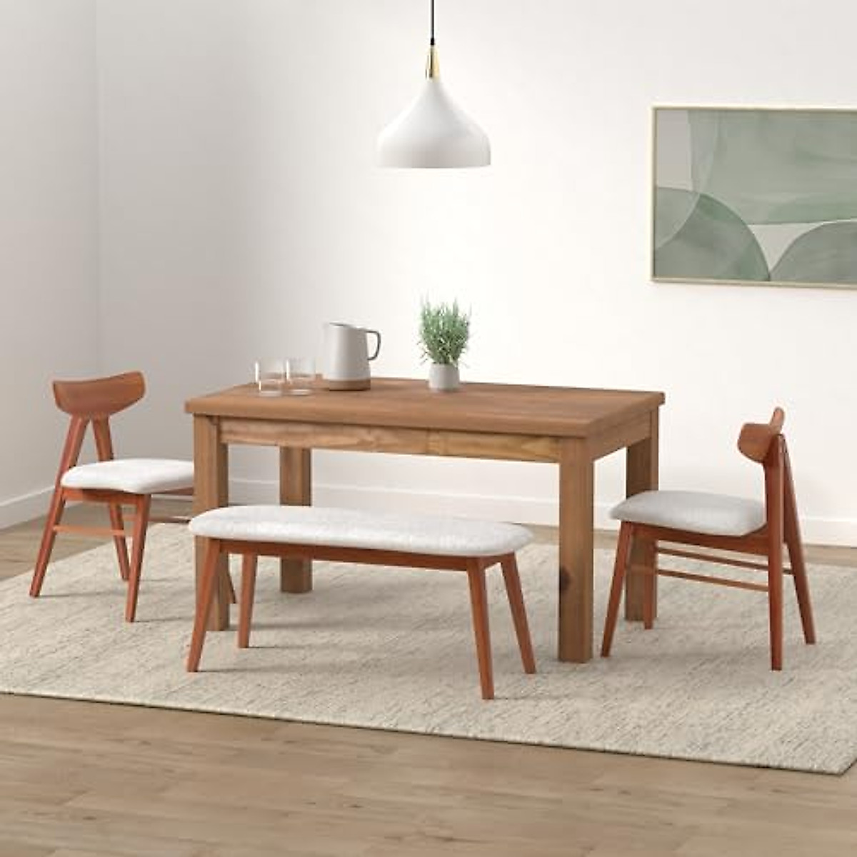 B.R.A.S.I.L.-Möbel TableChamp Dining Table Rio 55.1 x 31.5 Brazil Solid Wood Pine Oiled Farmhouse Living Room Extension Extendable Optional Pinewood
