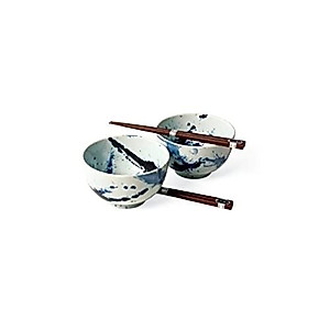 Monond Japanese Sumi Bowls with Chopsticks Gift Set