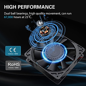 GDSTIME 140mm High Static Pressure Cooling Fan 2-Pin 140x140x38mm DC 12V Ball Bearing for Radiator Heatsink