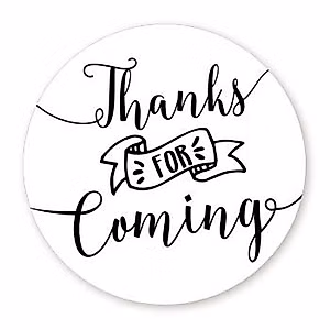 Candles and Favors Thank You Stickers, 48 Round White Labels, Perfect for Baby Shower or Wedding Favors