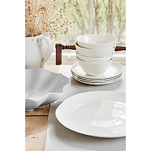 Portmeirion Sophie Conran Arbor Organic Shape Stoneware All Purpose Bowls 6 Inch Set of 4 - Dishwasher & Microwave Safe for Serving Cereal, Soup, Salad, Rice, Snacks & More (Creamy White)
