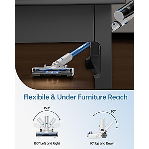 FABULETTA Cordless Vacuum Cleaner for Home, Up to 45 Min Runtime 6 in 1 Stick Vacuum Cleaner with Detachable Battery, Super Lightweight, Great for Pet Hair & Carpet & Hard Floor,White