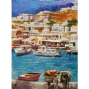 (SOLD) Summer in Greece - Greek Islands in the Mediterranean by internationally renown painter Yary Dluhos.