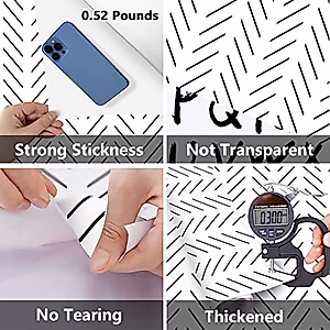 Erfoni Black and White Peel and Stick Wallpaper Modern Herringbone Contact Paper for Bathroom 17.7inch x 78.7inch Geometric Removable Wall Paper Peel and Stick Strip Self Adhesive Contact Paper