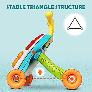 3 in 1 Sit to Stand Walker, Baby Push Walker with Musical Play Table, Speed & Height Adjustable Learning Walker for Baby for 12 Month and Up