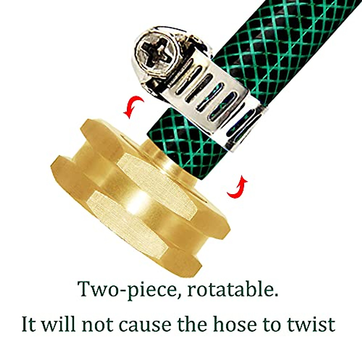 Joywayus 3/4" Barb x 3/4" Female GHT Thread Swivel Hex Brass Garden Water Hose Pipe Connector Copper Fitting with Stainless Clamp House/Boat/Lawn/Power Wash/Irrigation