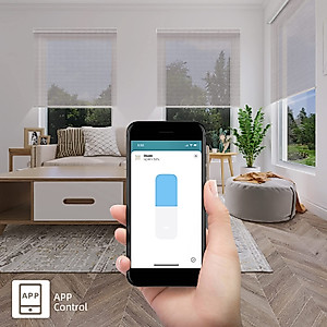 WEFFORT Motorized Shades 50% Blackout Smart Blinds Work with HomeKit Alexa Google Home Electric Blinds with Remote Control for Windows Shade for Smart Home, PVC FREE SUNSCREEN Stone