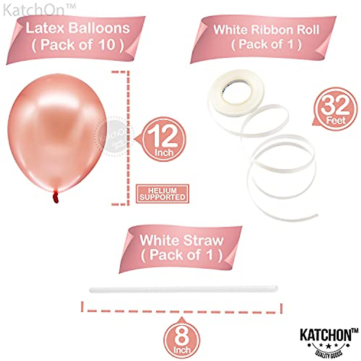 KatchOn, Bride Balloons Rose Gold Set - 16 Inch, Pack of 15 | Rose Gold Bride Balloon, Latex Balloons | Bride Balloons Bachelorette Party Decorations | Bride Decorations | Bridal Shower Decorations