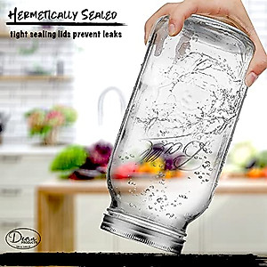 Wide Mouth Mason Jars 64 oz - 1/2 Gallon Mason Jar - Ball Mason Jars 64oz With Lids - Large Mason Jar 64 Ounce - Wide Mouth Half Gallon Mason Jars - Ball Canning Jars Wide Mouth - 6 Pack Dean Products