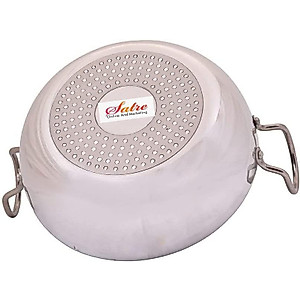 Satre Online and Marketing Induction Base Aluminium Kadai No.12 with Steel Handle, Medium Size Frying Pan, 4 MM thickness-Silver