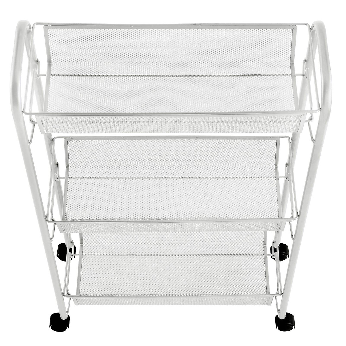 mDesign Steel Rolling Utility Cart Storage Organizer Trolley with 3 Basket Shelves for Laundry Room, Mudroom, Garage, Bathroom Organization - Holds Detergents, Hand Soap - Biro Collection, Light Gray