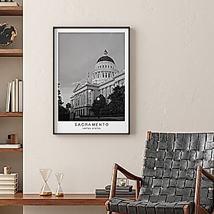 Dear Mapper Sacramento United States View Abstract Road Modern Map Art Minimalist Painting Black and White Canvas Line Art Print Poster Art Line Paintings Home Decor (Set of 3 Unframed) (12x16inch)