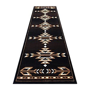 Flash Furniture Amado Collection Rustic Southwestern Area Rug - Non-Shedding Brown Olefin Fibers - 3' x 16' - Jute Backing - Bedroom, Living Room, Entryway