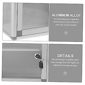 minkissy Medicine Chest Armoires Medication Verrouillable Locking Medicine Cabinet Aid Avec Community Supplies Mounted Medicine Lock Medicament Organizers Carrying Silver Aluminum Alloy