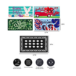 Evergreen Sassafras Bundle - Set of 5 Holidays Interchangeable Entrance Doormats | Indoor and Outdoor |22-in x 10-in doormats and 30-in x 18-in Tray | Non-Slip Backing | Low Profile | Home Décor