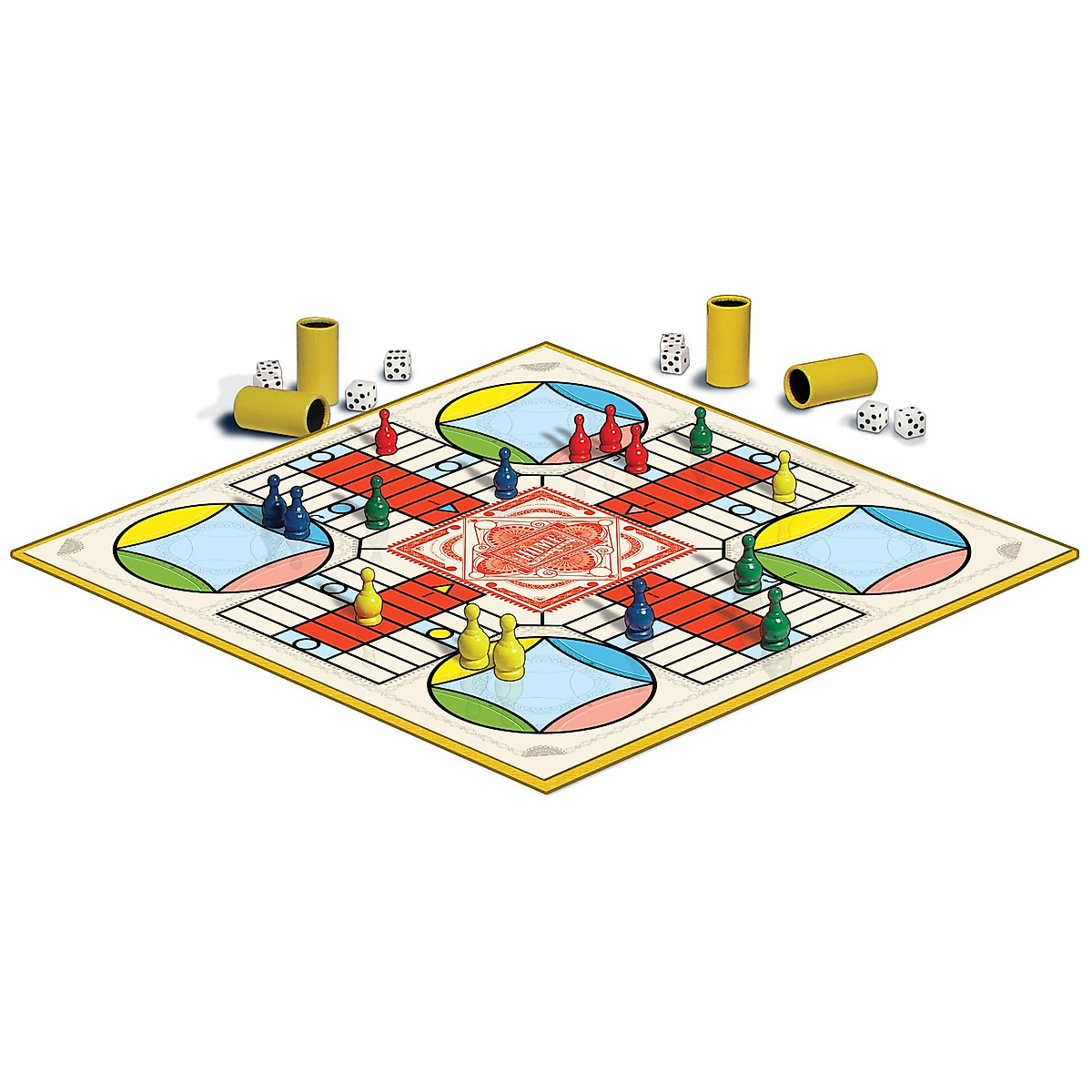 Parcheesi Royal Edition by Winning Moves Games USA, classic family favorite featuring charming artwork, tokens and dice cups for 2-4 players, Ages 8+ (6106)
