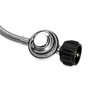 DOZYANT 5 Feet Universal QCC1 Low Pressure Propane Regulator Grill Replacement with Stainless Steel Braided hose for Most LP Gas Grill, Heater and Fire Pit Table, 3/8" Female Flare Nut