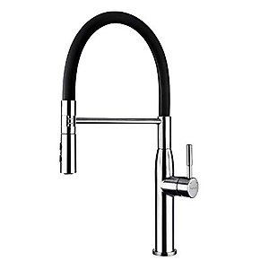 Yohom Black Kitchen Faucet with Pull Down Sprayer Stainless Steel Kitchen Sink Faucet High Arc Single Handle with Pull Out Dual Function Sprayer Modern Single Hole Faucet Brushed Finish