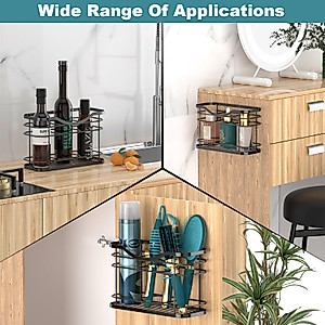 XILIMEN Hair Dryer Holder 3 in 1 Hair Tool Organizer Wall Mounted/Cabinet Door Bathroom Storage Under Sink Stainless Steel Countertop Hot Tools Basket for Blow Dryer, Curling Iron, Straightener