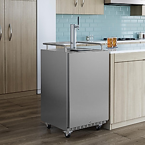 EdgeStar KC7000SS Full Size Built-In Tower Cooled Kegerator - Black and Stainless Steel