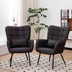 MFFM Leather Armchair, Modern Accent Chair High Back, Living Room Chairs with Metal Legs and Soft Padded, Sofa Chairs for Home Office,Bedroom,Dining Room