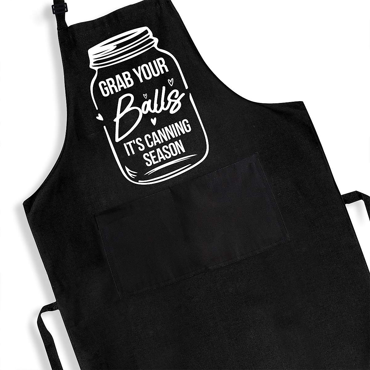 Funny Apron for Women - Black Bib Apron with Pockets - Adjustable Bib Aprons Waterproof - Gifts for Mom, Nana,Wife, Best Friends - Grab Your Balls It's Canning Season Cute Apron Gifts