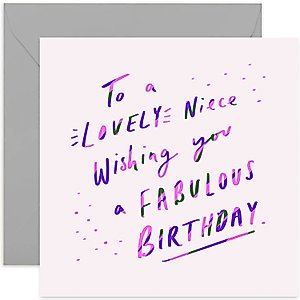 Old English Co. Lovely Niece Birthday Card - Neon Purple Birthday Card for Women | Cute Fun Design for Her from Aunty Uncle | Blank Inside & Envelope Included