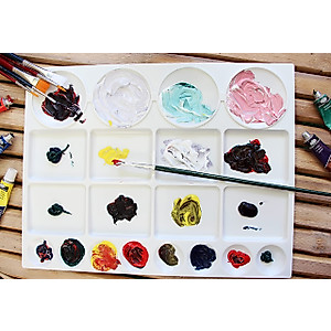 Bella Bora Paint Palette with 20 Wells | Painting Supplies Tray for Watercolor, Oil, Acrylic Paints | Empty Plastic Wet Artist Mixing Art Paint Holder Organizer for Painters and Kids | 13" x 9.875"