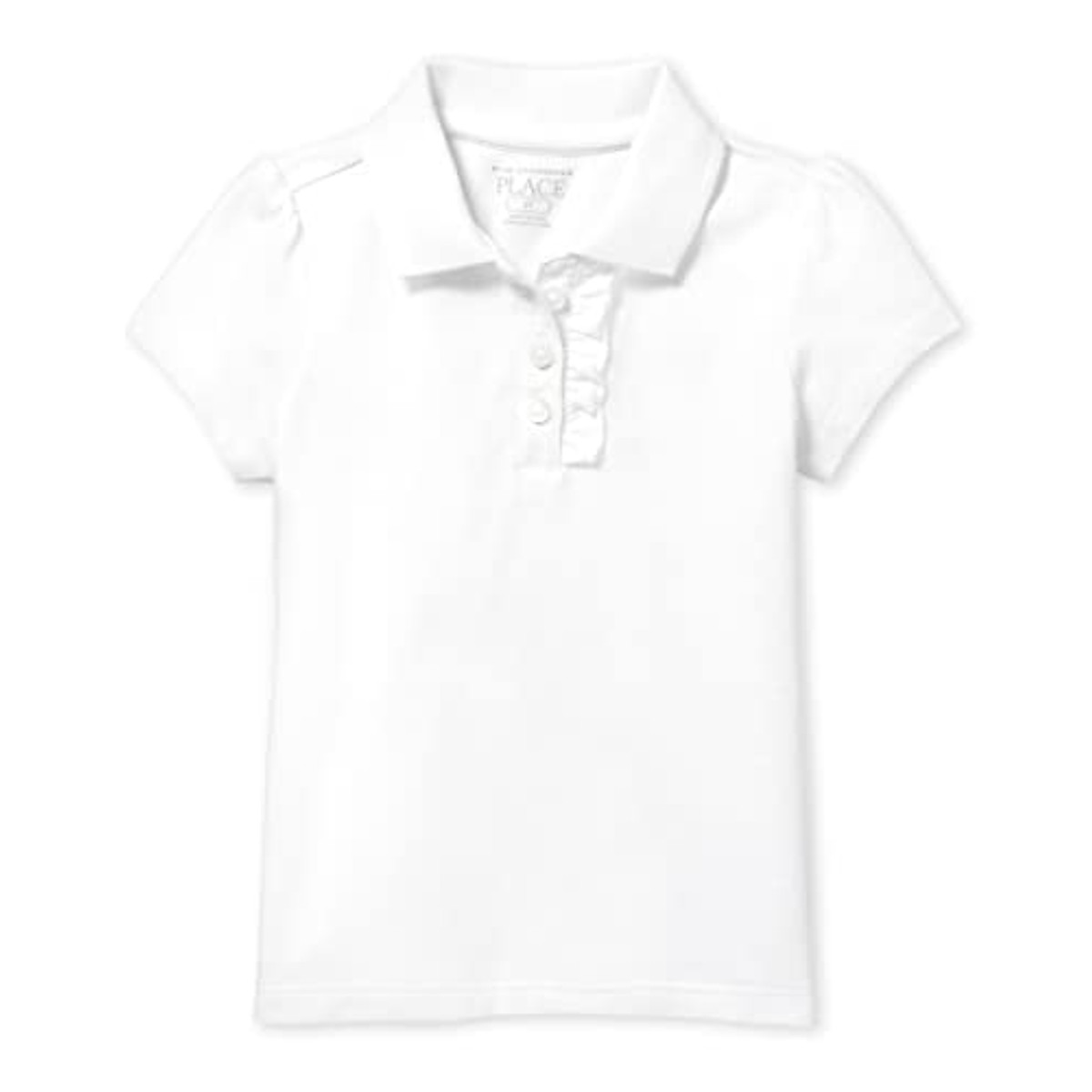 The Children's Place girls And Toddler Short Sleeve Ruffle Pique School Uniform Polo Shirt, White Single, 5T US