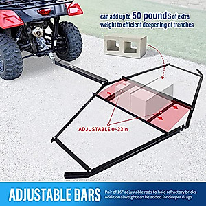 PINGDIR Leveling Landscape rake 74”Width 39" Length Driveway Drag ramp Grader Harrow Heavy Duty Steel Gravel Leveler Tools with 2 Adjustable Bars for ATV,UTV,Garden Lawn Tractors with Pin Style Hitch