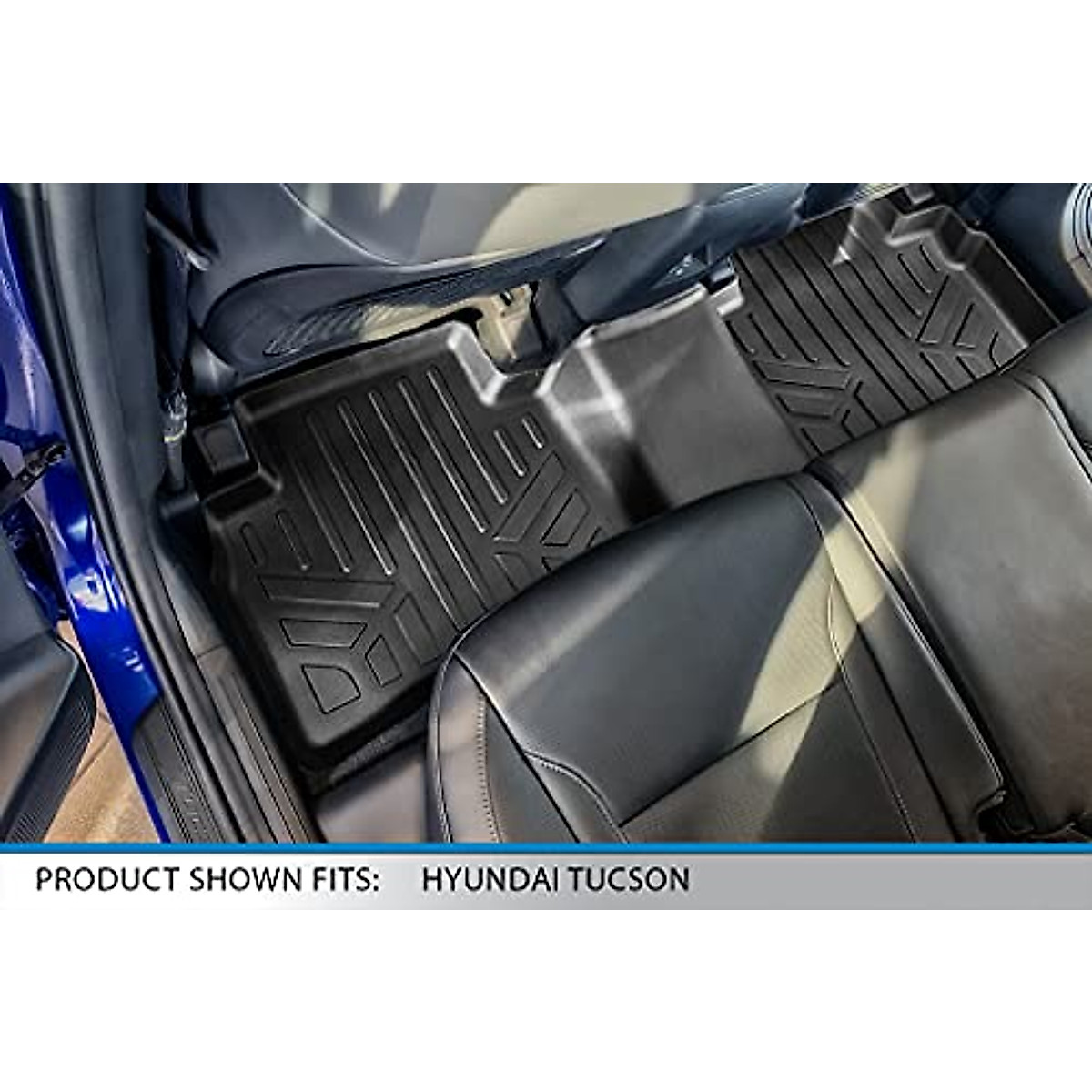 SMARTLINER All Weather Custom Fit Black 2 Row Floor Mat Liner Set Compatible with 2022-2023 Hyundai Tucson