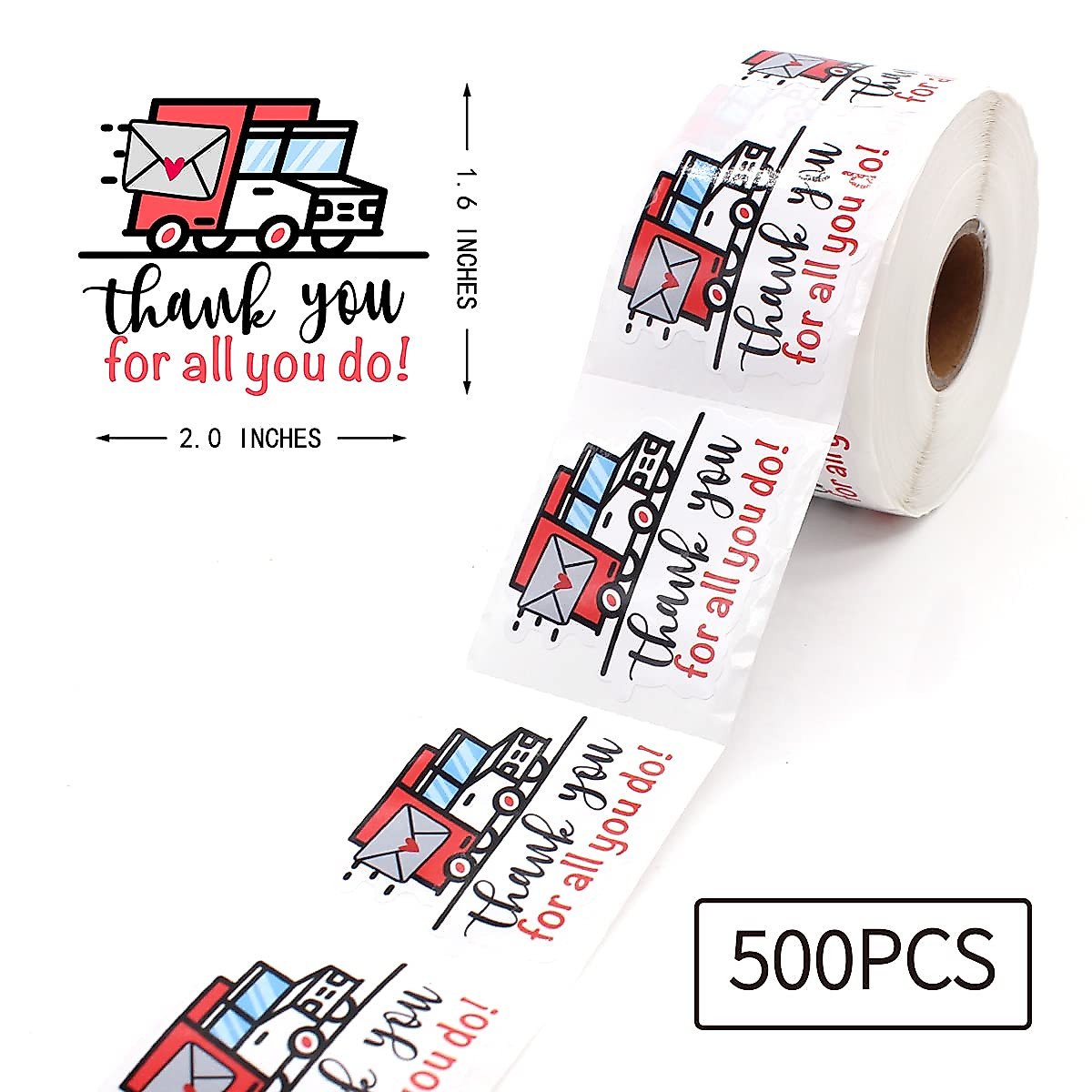 Littlefa Thank You for All You Do Post Car Stickers,Thank You Mailbox Sticker,Mail Carrier Sticker,Happy Mail for The Postman,Small Business Stickers 500 PCS