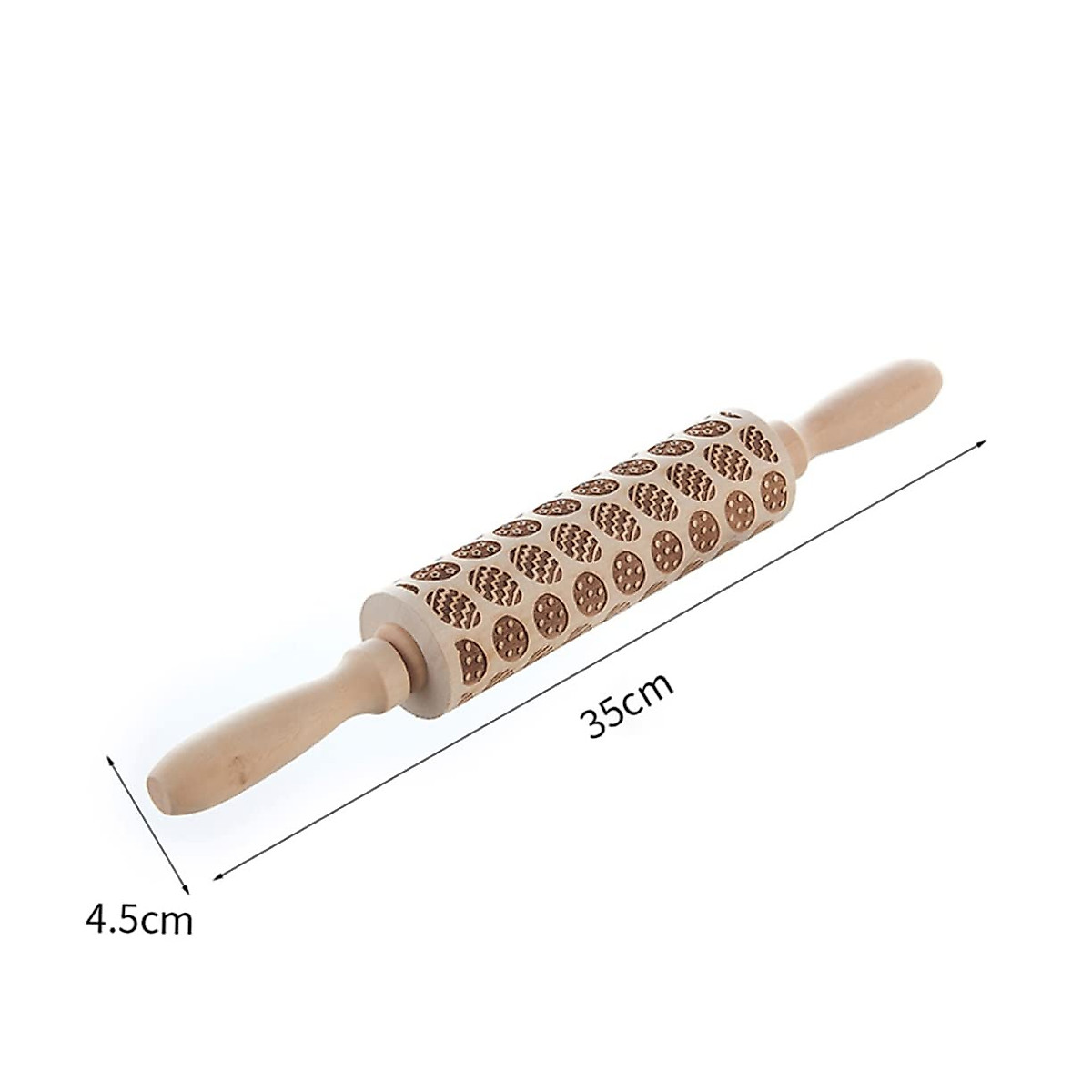 SHOWERORO Wooden Carved Embossed Rolling Pin Egg Pattern Baking Rolling Pins for Pasta Biscuit Dough Jelly Pancakes Pastries Pizza