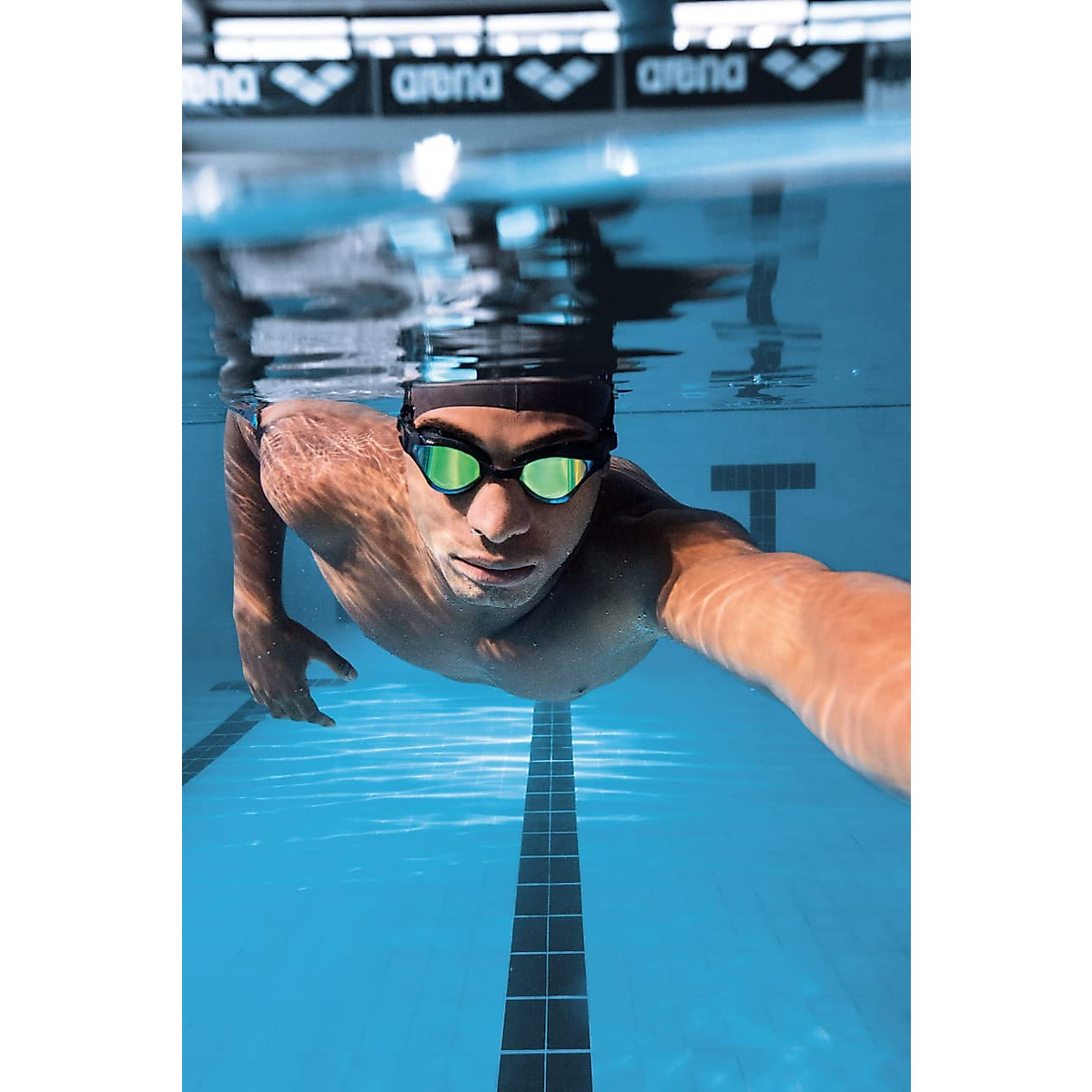 ARENA Unisex Adult Cobra Tri Swimming Goggles for Triathlon and Fitness Swipe Anti-Fog Wide Vision Mirror Lens, Yellow Copper/Army