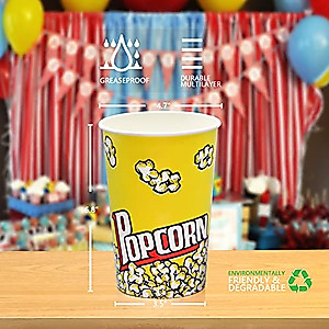 46 Oz Popcorn Cups (40 Pack) Grease Resistant Popcorn Buckets Small Popcorn Bowl Popcorn Holders for Family Movie Night, Theme Party, Thanksgiving, Christmas, Birthday Party