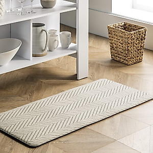 nuLOOM Casual Herringbone Anti Fatigue Kitchen or Laundry Room Comfort Mat, 2x3, Beige