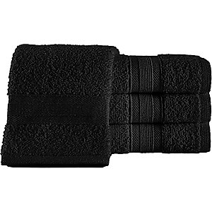 All Design 4 Piece Black Washcloth Set, 13 in 13 in 100% Turkish Cotton Washcloths for Bathroom, Soft Absorbent Washcloths for Body and Face, Wash Rags Kitchen, Baby Washcloths