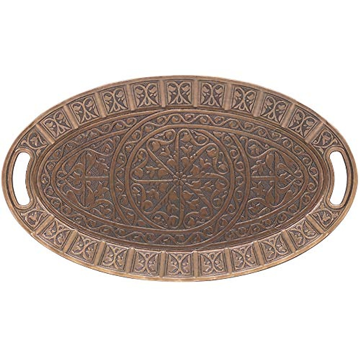 Alisveristime Turkish Ottoman Coffee Tea Beverage Serving Ellipse Tray (SMALL TRAY) (Copper)