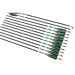 TTFLY FLETCHING 31 inch Carbon Arrows Green Turkey Feather Targeting Arrows Archery with Screw-in Field Tips Hunting&Practice(12 Pack)