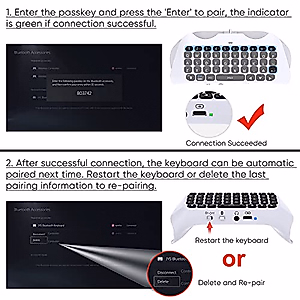 MENEEA Wireless Controller Keyboard for PS5, Bluetooth 3.0 Mini Portable Gamepad Chatpad with Built-in Speaker & 3.5MM Audio Jack for Playstation 5 Voice Chat Board for Messaging and Gaming Live Chat